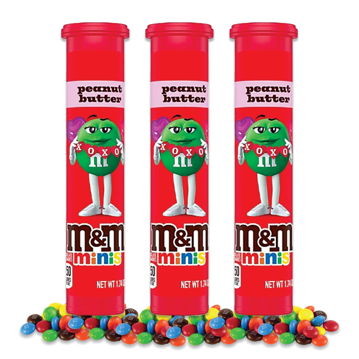 Valentine's Day Candy Tubes 3 Pack- Peanut Butter Chocolate Candy Piec ...