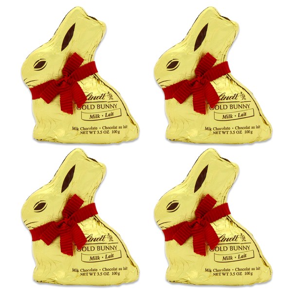 Lindt Chocolate Easter Bunny Bulk 4 Pack- Contains 4 x 3.5oz Milk Choc ...