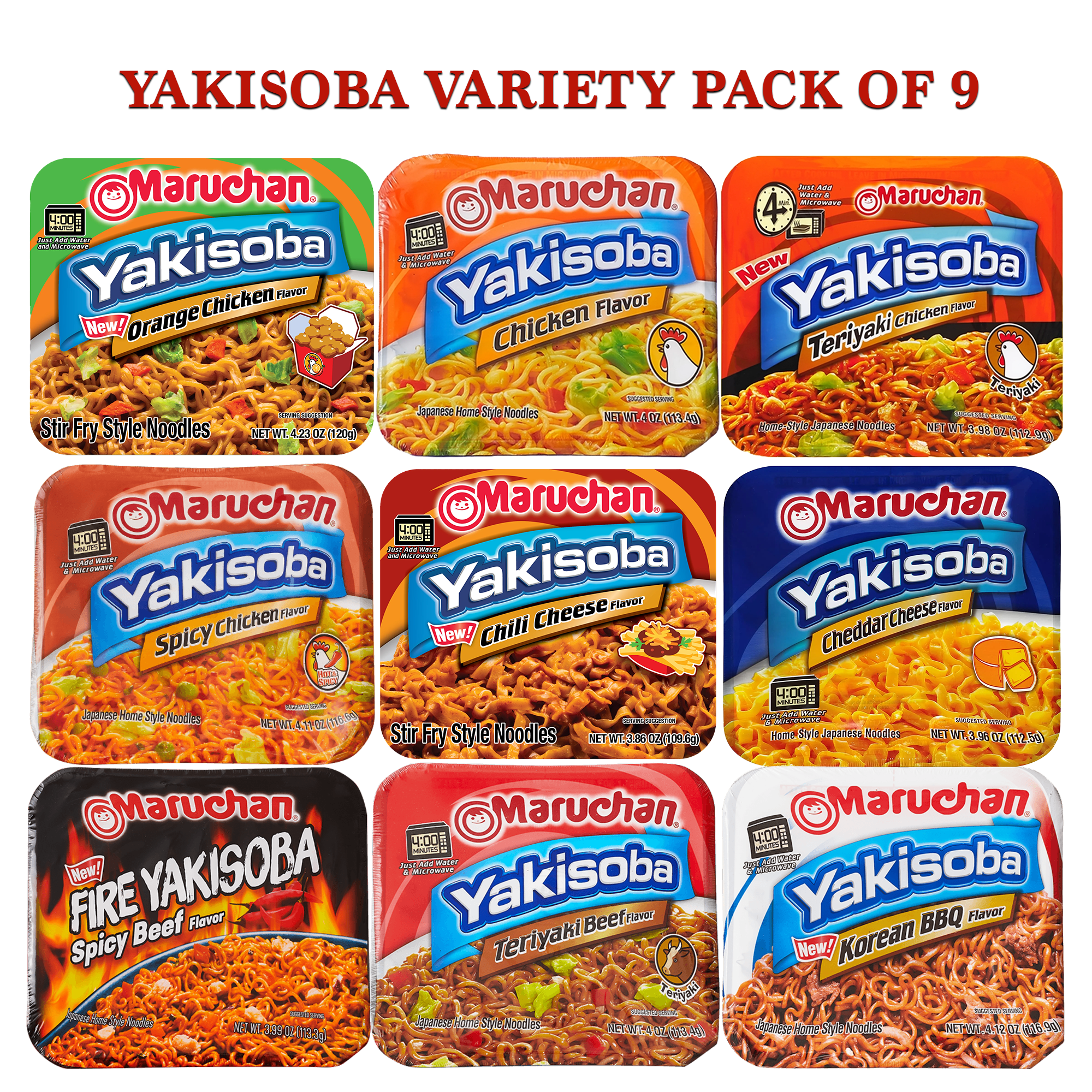 Yakisoba Noodles Variety 9 Pack Gift Basket Care Package by Rebel Smug ...